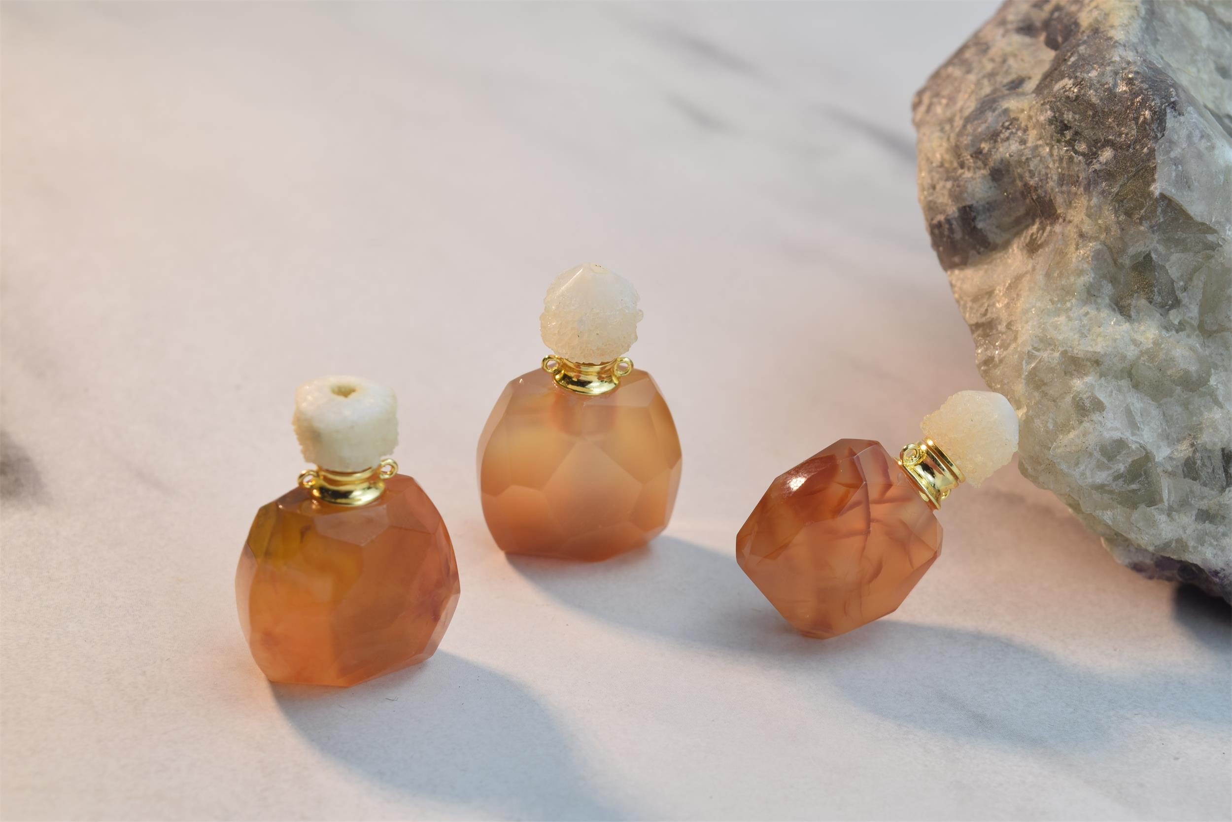 Flat Round Yellow Agate Perfume Bottle – BeadsSource